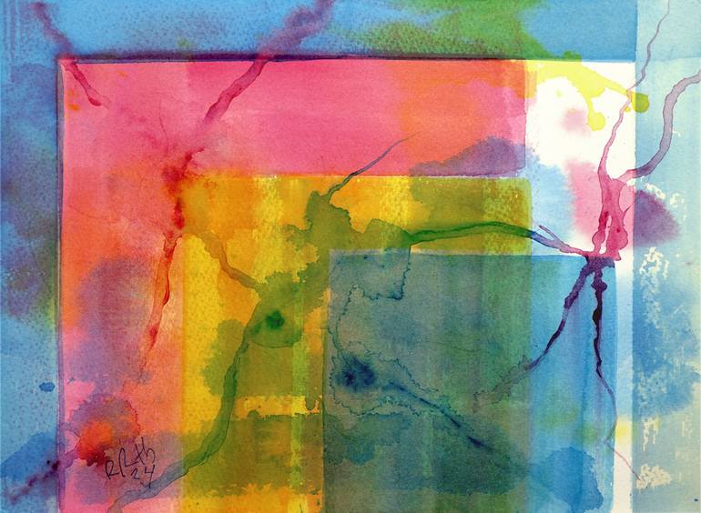 Squares and Connections Abstract Painting by Rhonda Roth | Saatchi Art