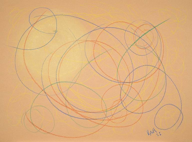 Order in Chaos 2, Flowing Circles on Orange Background Drawing by ...