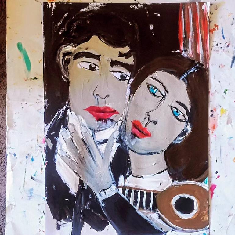 A couple of women painting in love Painting by Ben Yezhak Levi | Saatchi Art