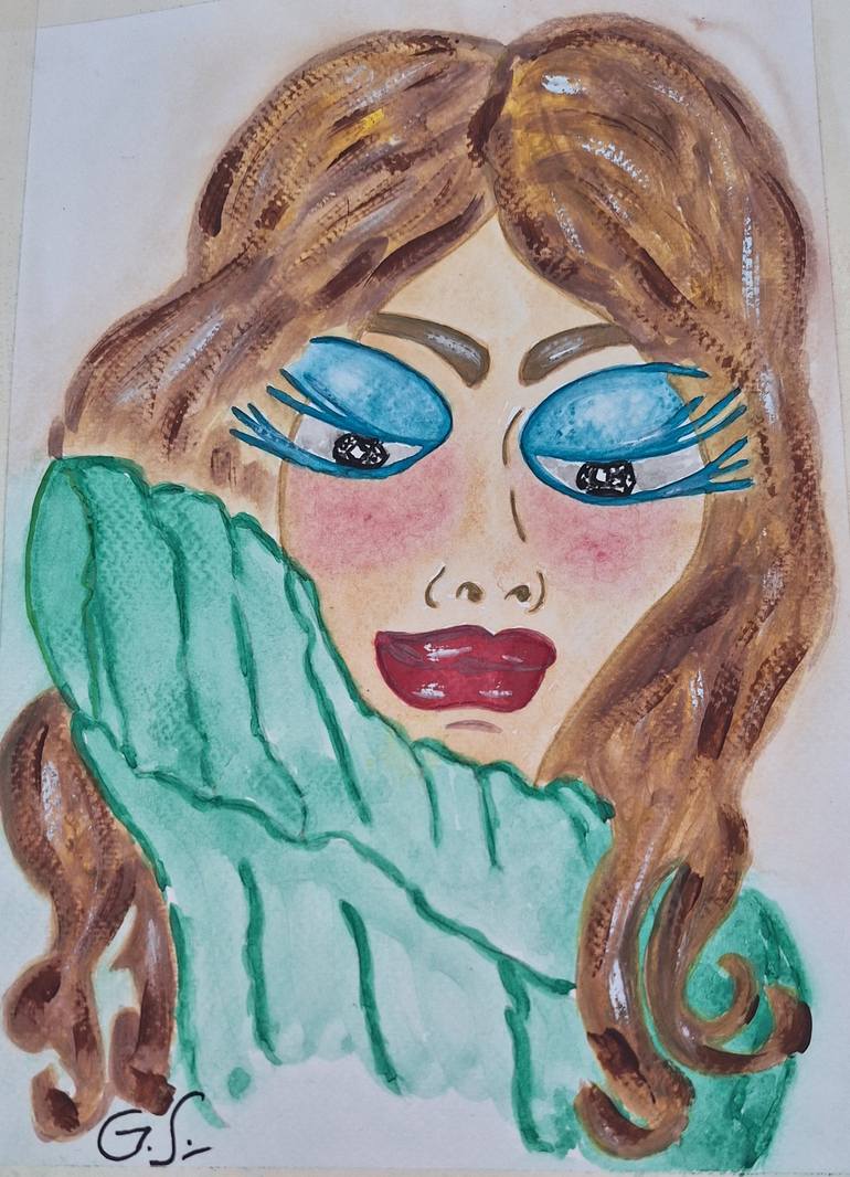 Woman in winter with scarf around her neck Painting by Susana Giordano ...