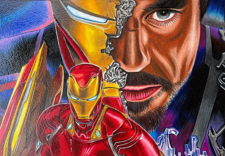 Double Ironman representation Drawing by Simone Cosentino | Saatchi Art
