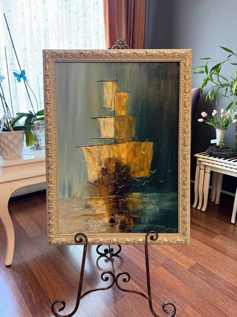 Yellow Ship Painting by Art Gallery By Seren | Saatchi Art