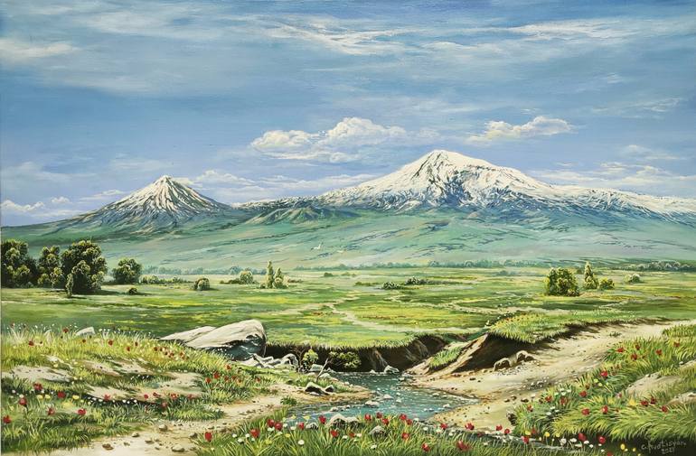 Ararat masis sar Armenia oil canvas painting Painting by Garik ...