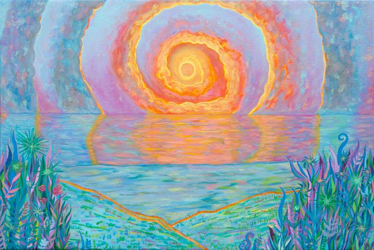 Sunset Psychedelic Fantastic Painting by Elena Kovalenko | Saatchi Art