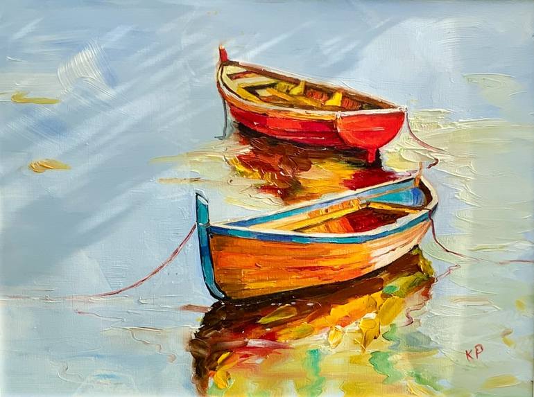 Two boats Painting by Angels Unity | Saatchi Art