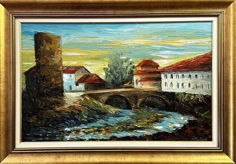 Echoes of Old Radovish: Nostalgic Riverside Painting by Krste Tarabunov ...