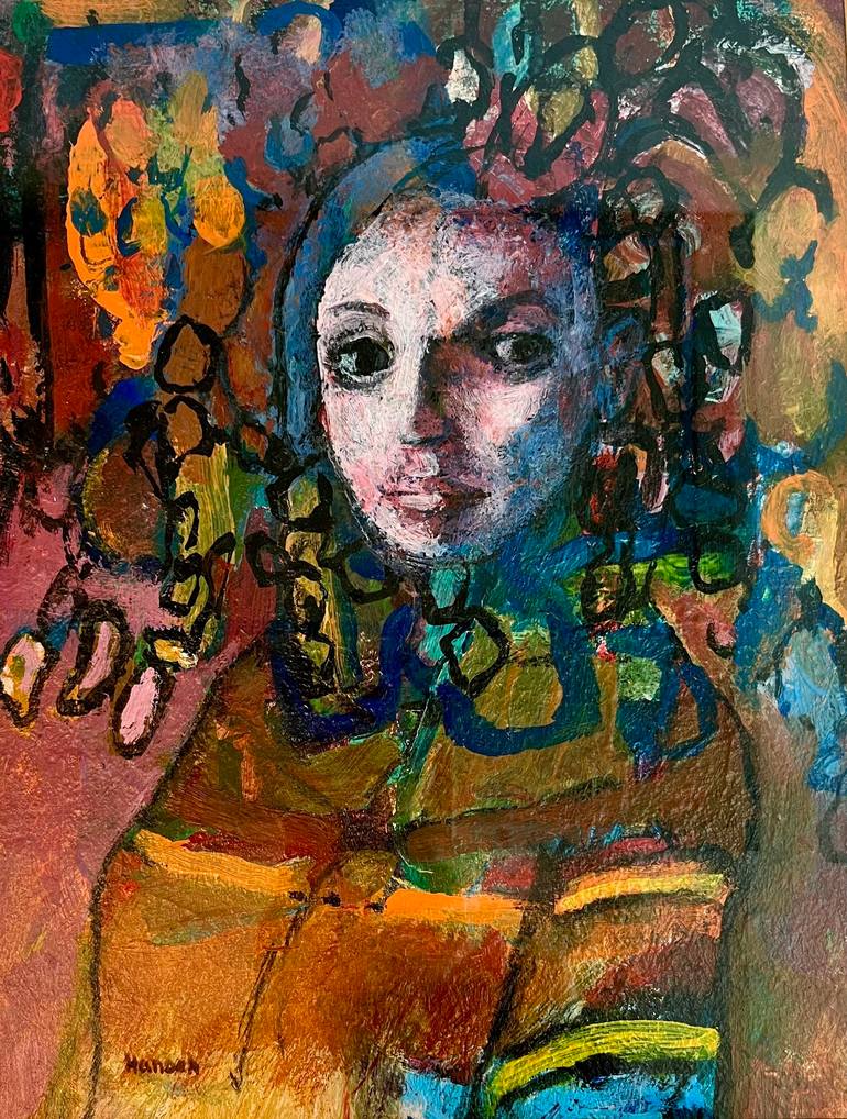 Her tiny smile Painting by Hanoch Ulfan | Saatchi Art