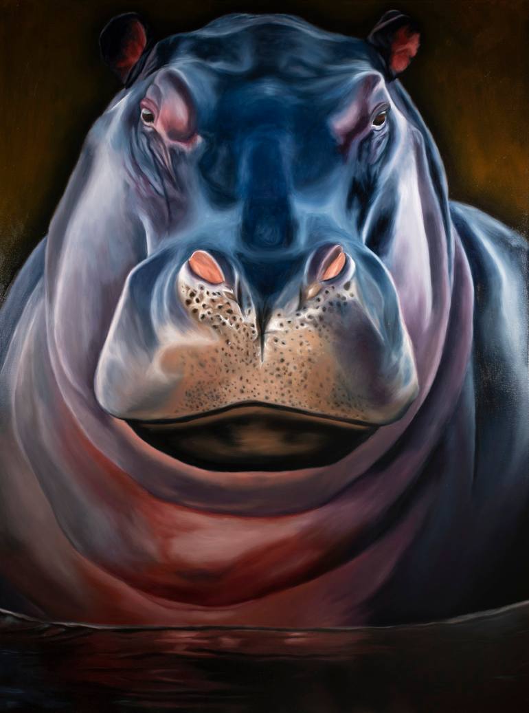 Hippo Painting by Callie Moore | Saatchi Art