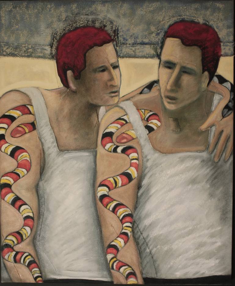 Tattoo Twins Painting by Judy Horowitz | Saatchi Art