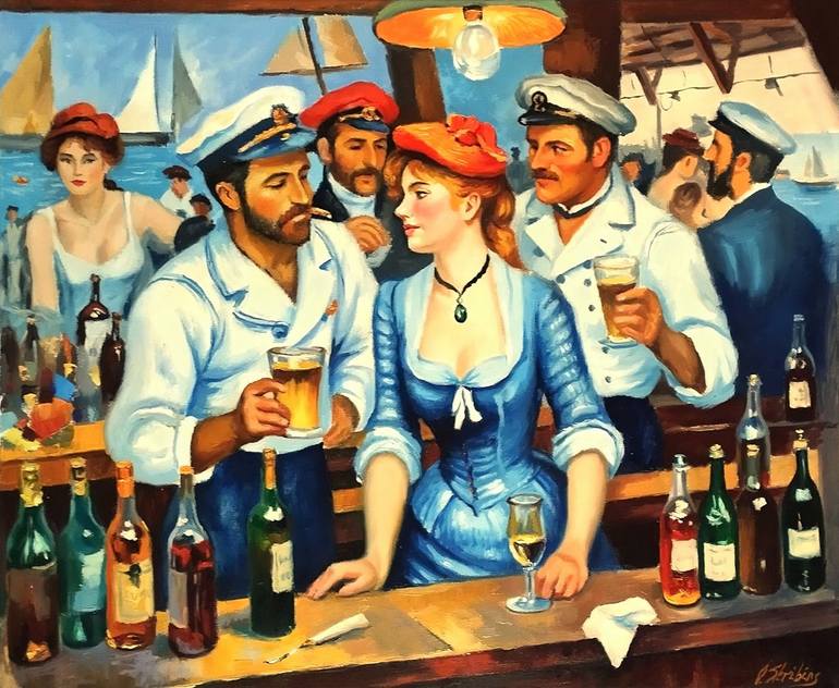 Seaside Social Painting by Valentin Skribins | Saatchi Art