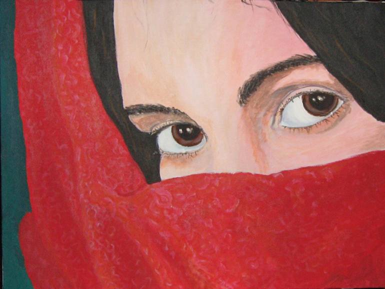 woman with veil Painting by Harald Geesink | Saatchi Art