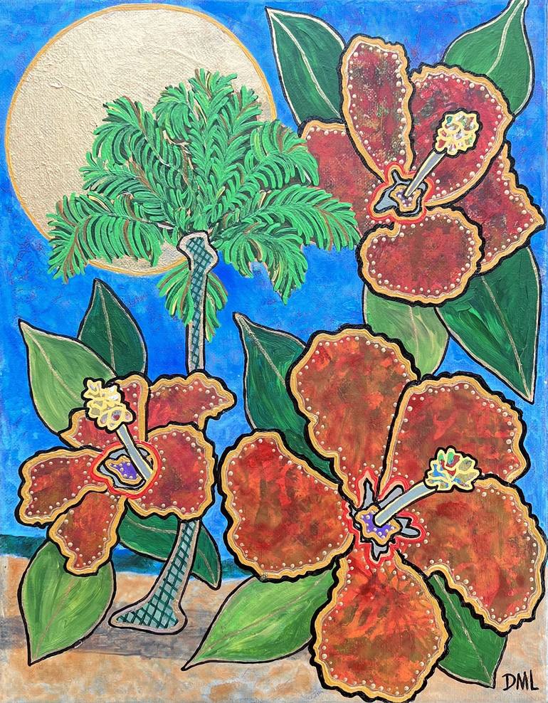 Hibiscus Getaway Painting by Donna Lassiter | Saatchi Art