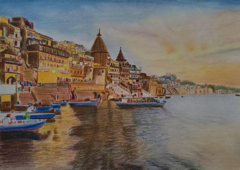 Varanasi - The Spritual Capital of India Drawing by Kamal Raj Thakur ...