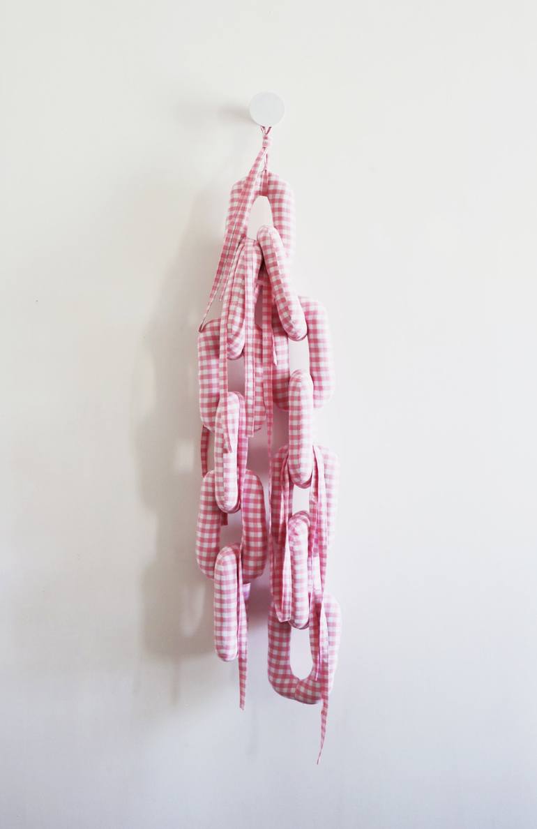 she's so soft: pink gingham Sculpture by kelli kikcio | Saatchi Art
