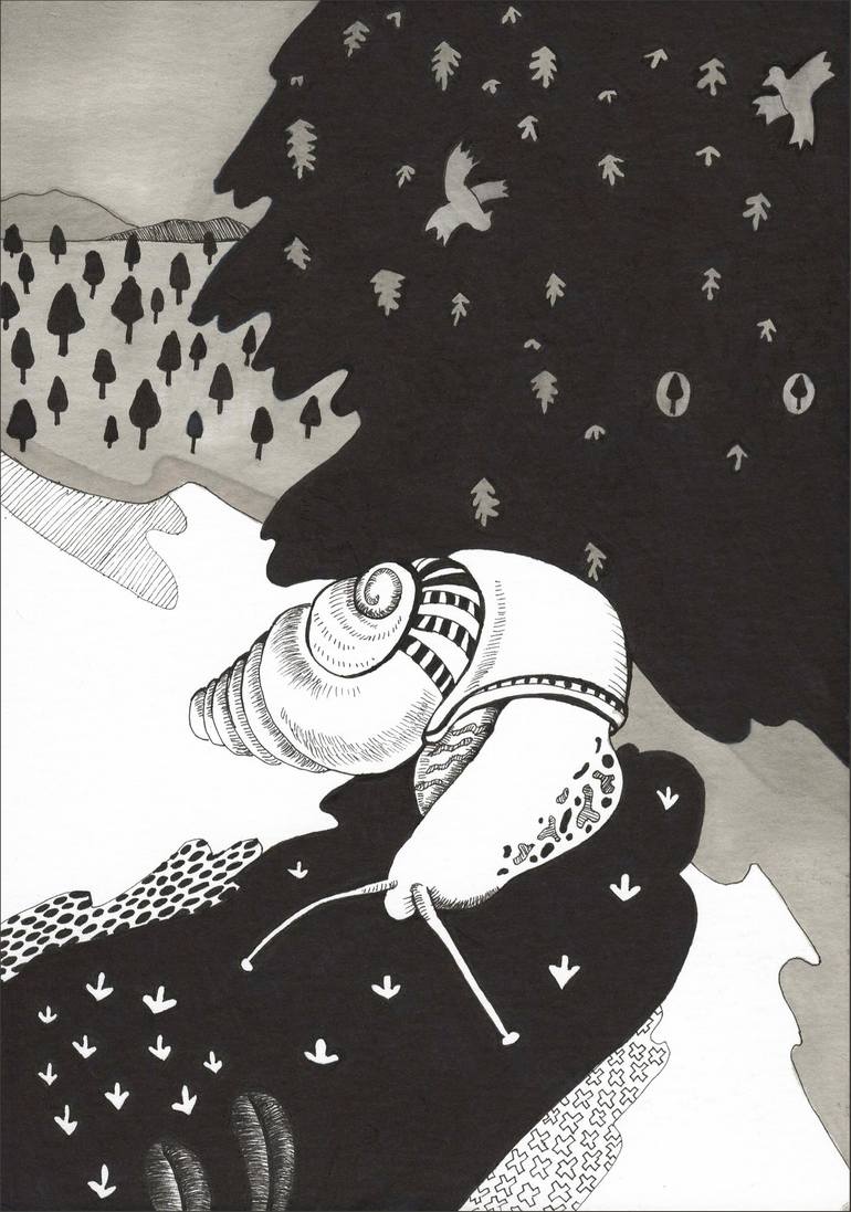 The Snail is Coming Drawing by Elena Osuna | Saatchi Art