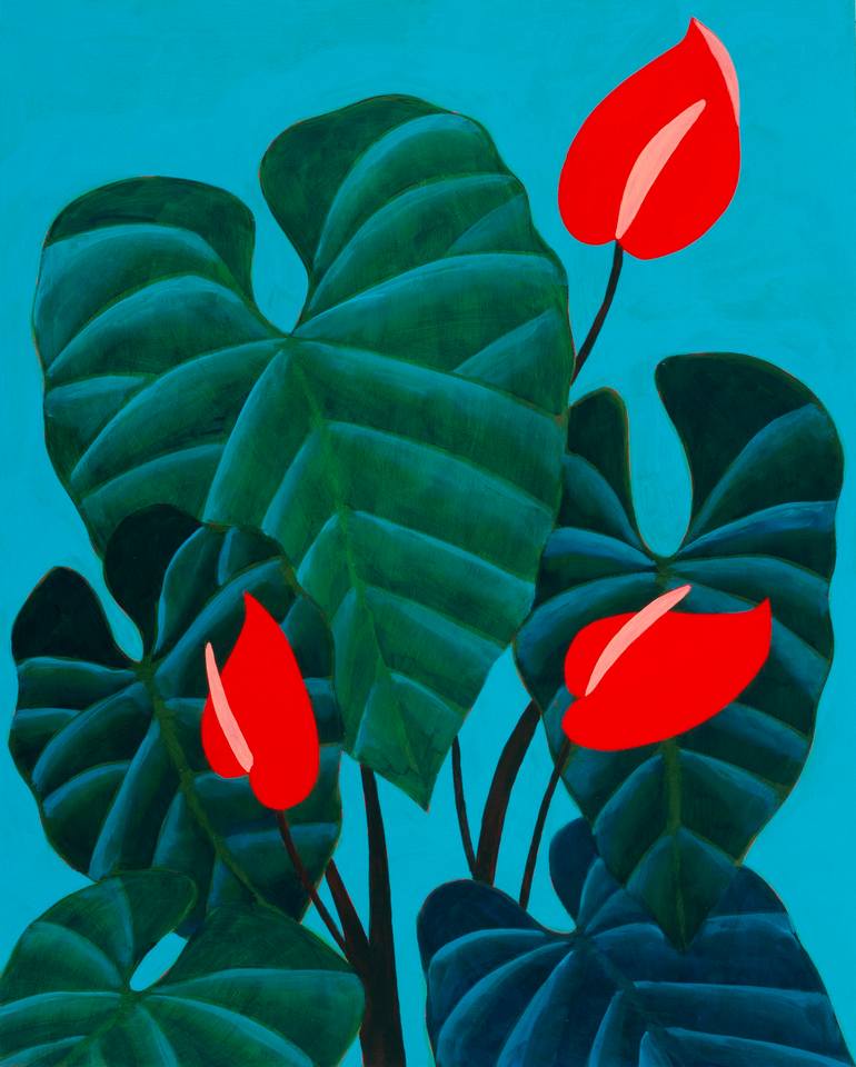 Anthurium in the Wild Painting by Michael Pfleghaar | Saatchi Art