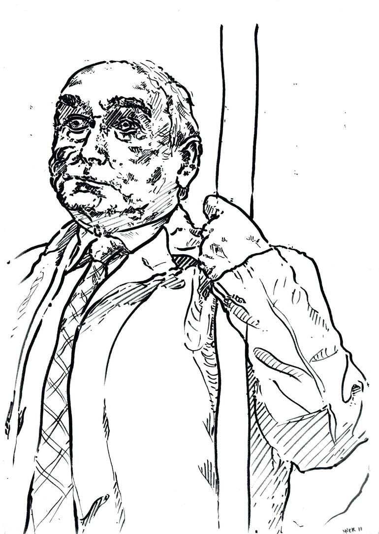 Tube Commuter Drawing by Nicholas Vaughan | Saatchi Art