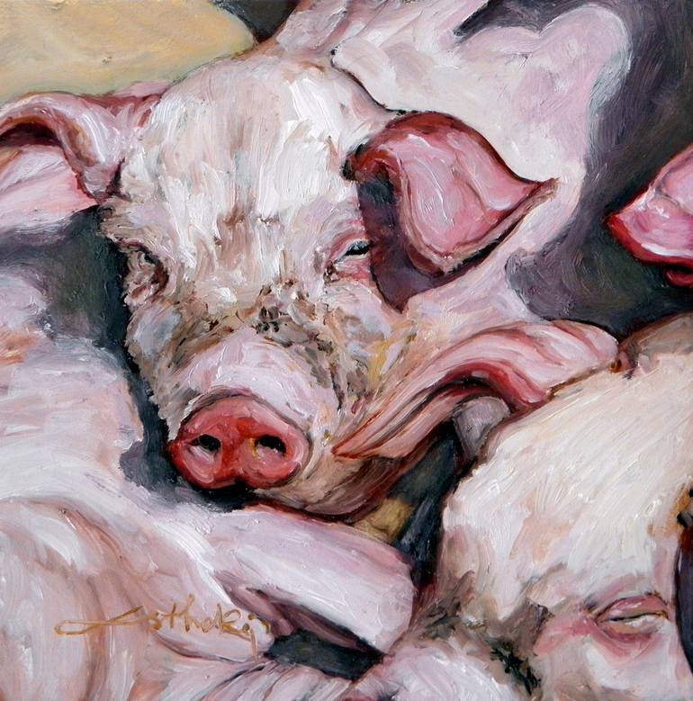 4 Pigs Painting by Esther Reijs | Saatchi Art