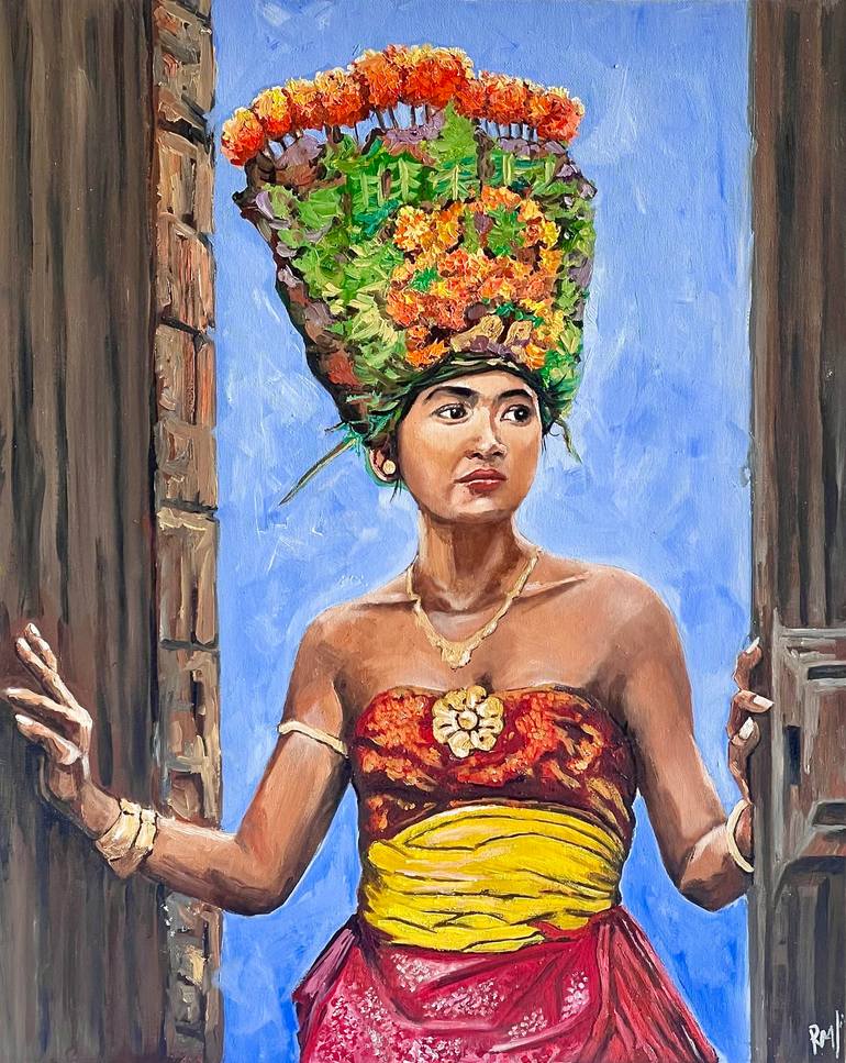 That Balinese Girl Painting by Roop Mukhopadhyay | Saatchi Art