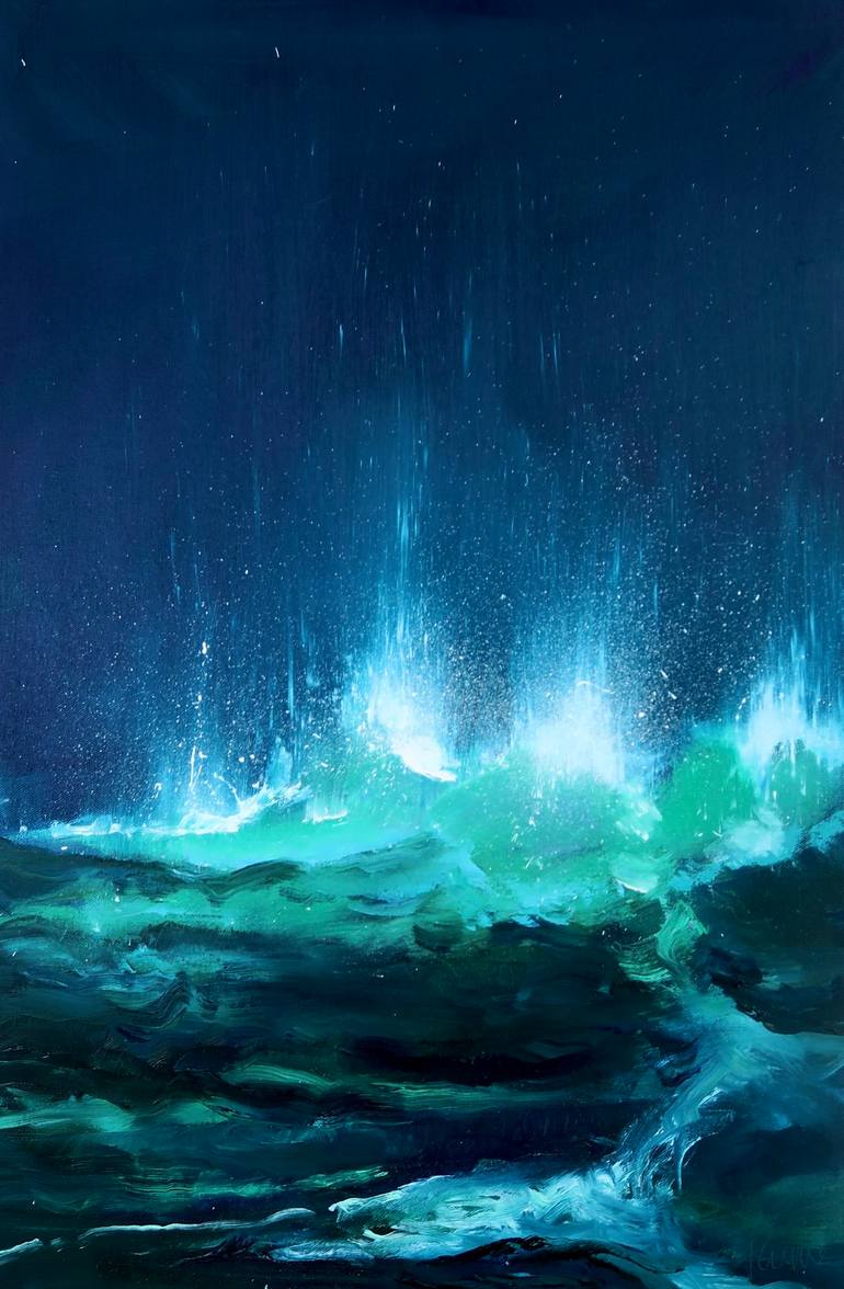 The gower at night Painting by Francesca Currie | Saatchi Art