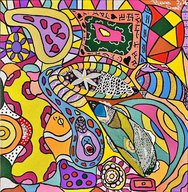 Polychromatic chaos Painting by Rawan Daouk | Saatchi Art