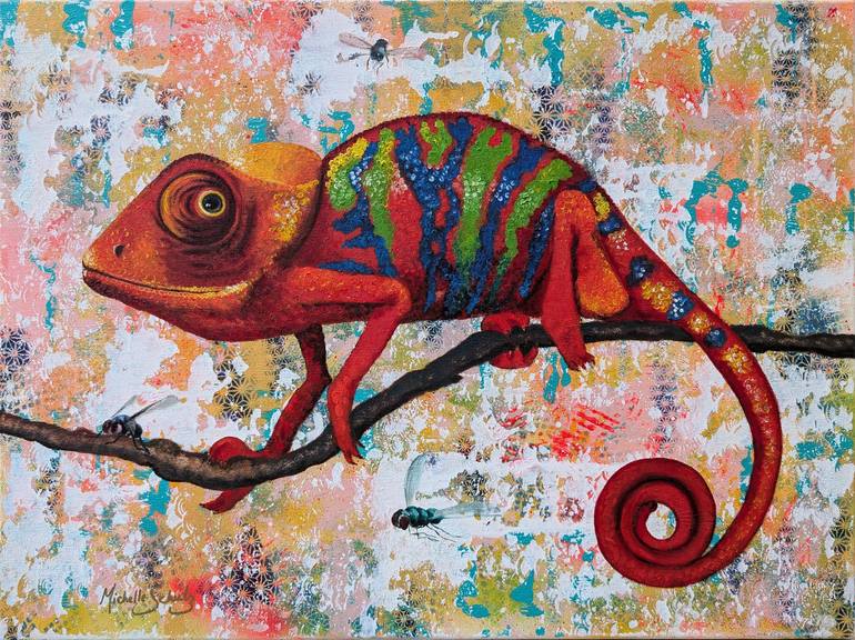 The Chameleon Painting by Michelle Schulz | Saatchi Art