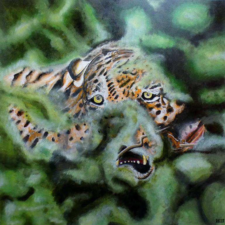 Auf der Lauer Painting by Rolf Großkopf | Saatchi Art