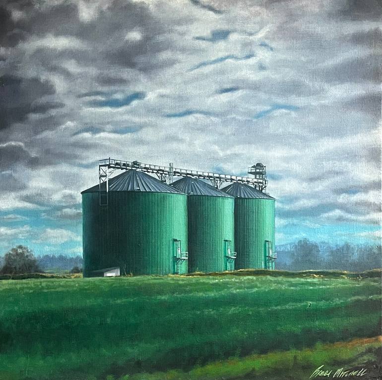 Grain Silos Painting by Barry MITCHELL | Saatchi Art