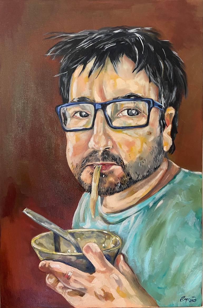 “Pasta with tuna” Painting by Evgeniia Stretskaia | Saatchi Art United ...