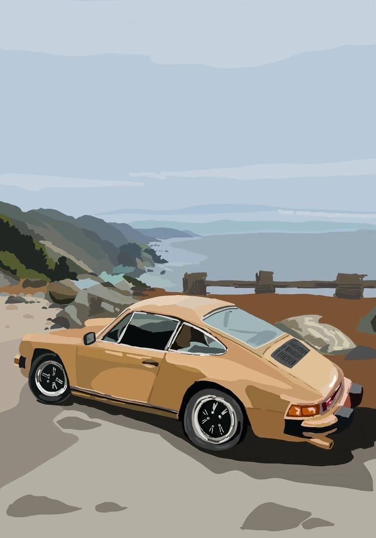 Retro car Painting by Kamila Sytnyk | Saatchi Art