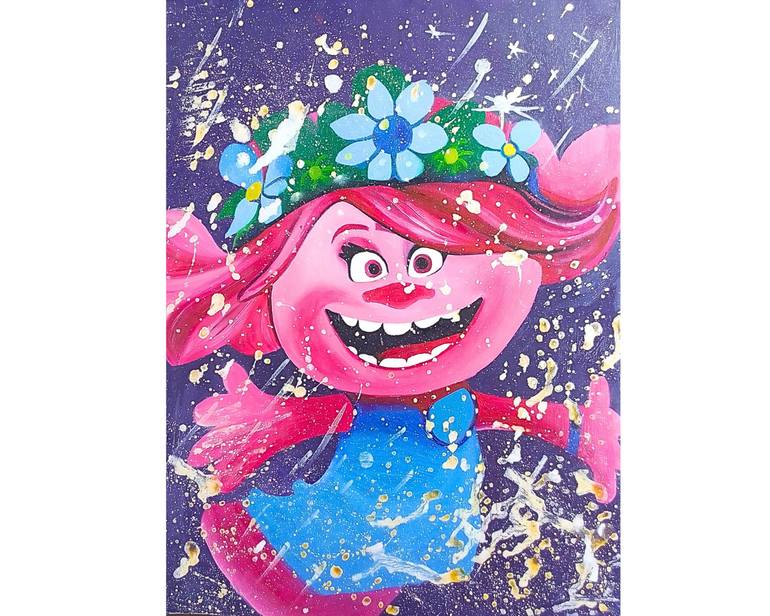 Queen Poppy Drawing – Colorful Trolls World Tour Fan Art Painting by ...