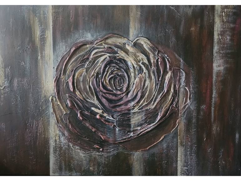 Texture Acrylic Vintage Rose Painting by Yelena Pascoe | Saatchi Art