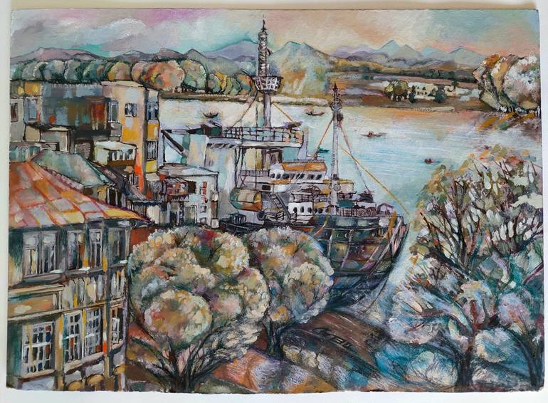 Perseus in the waves Painting by Geru Andreea Teodora | Saatchi Art