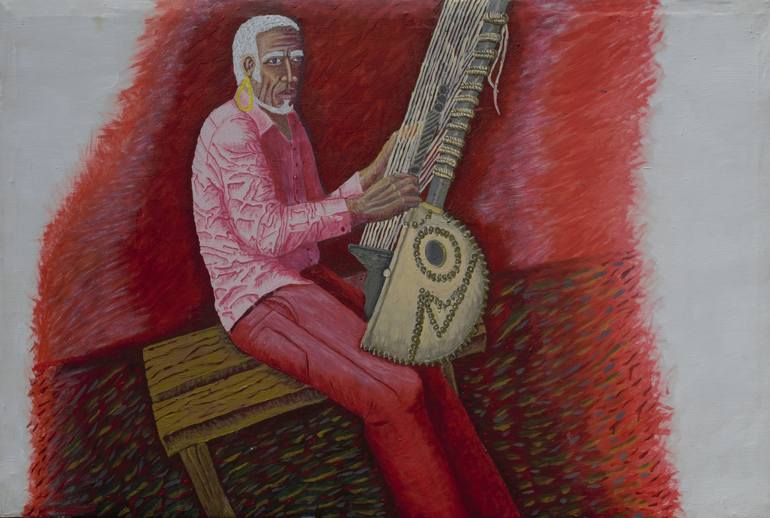 Kora Player Painting by Harold Nyoni | Saatchi Art