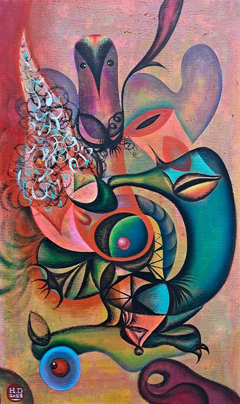 Cheerful Birds Painting by Da Hong | Saatchi Art