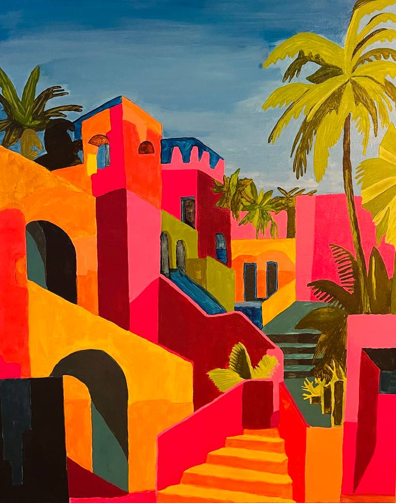 Colorful Buildings Painting by Hazal Mert | Saatchi Art