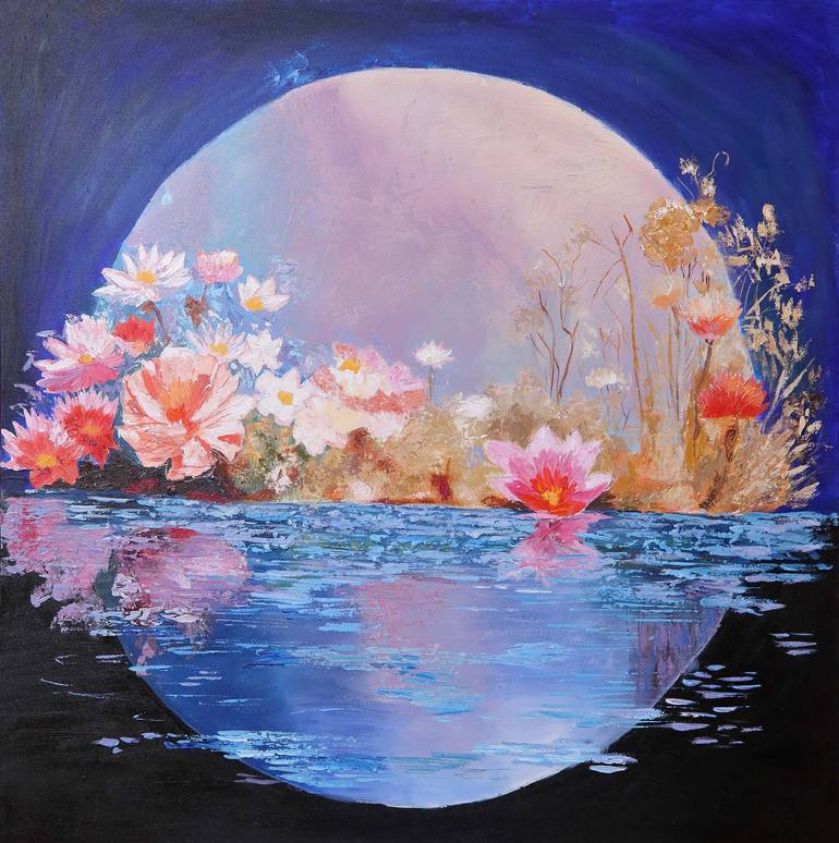 The moon light reflection Painting by Ravi Kumar | Saatchi Art United ...