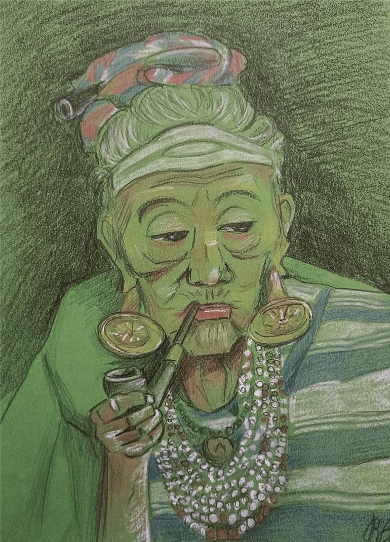 Grandma Digaro tribe of the Mishmi people in traditional dress Painting ...