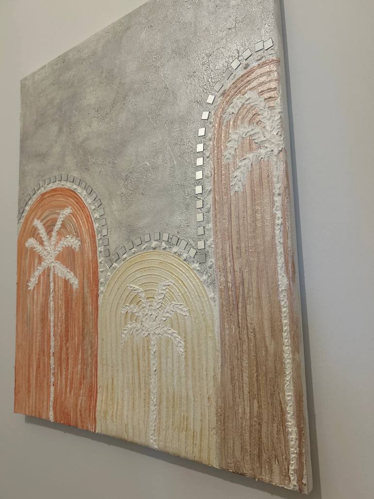 Desert Palms – Textured Mixed Media with Mirror Mosaic Mixed Media by ...