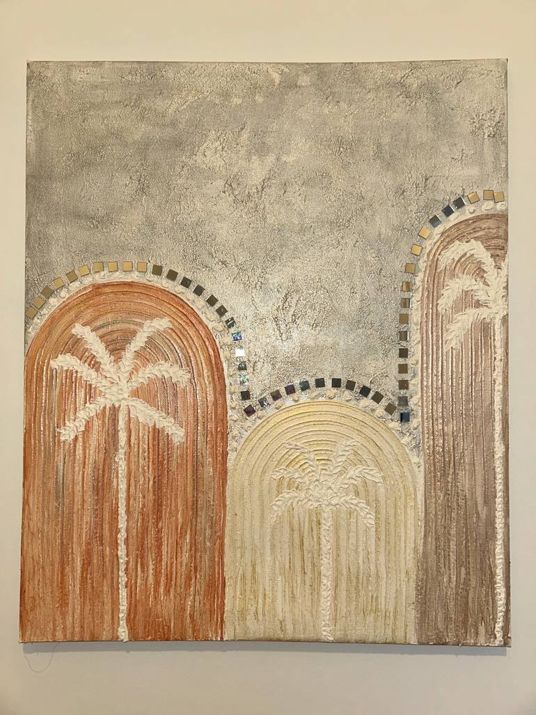 Desert Palms – Textured Mixed Media with Mirror Mosaic Mixed Media by ...