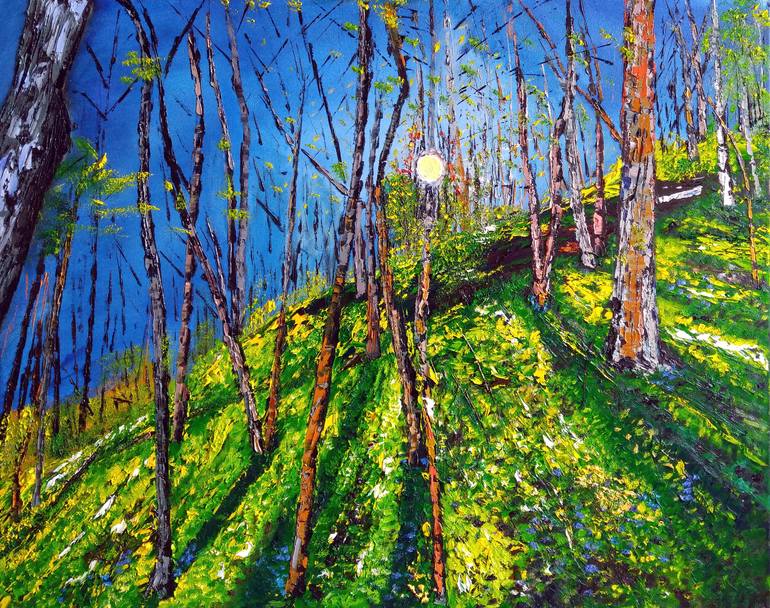 Forest Sunlight Painting by Jason Ransom | Saatchi Art