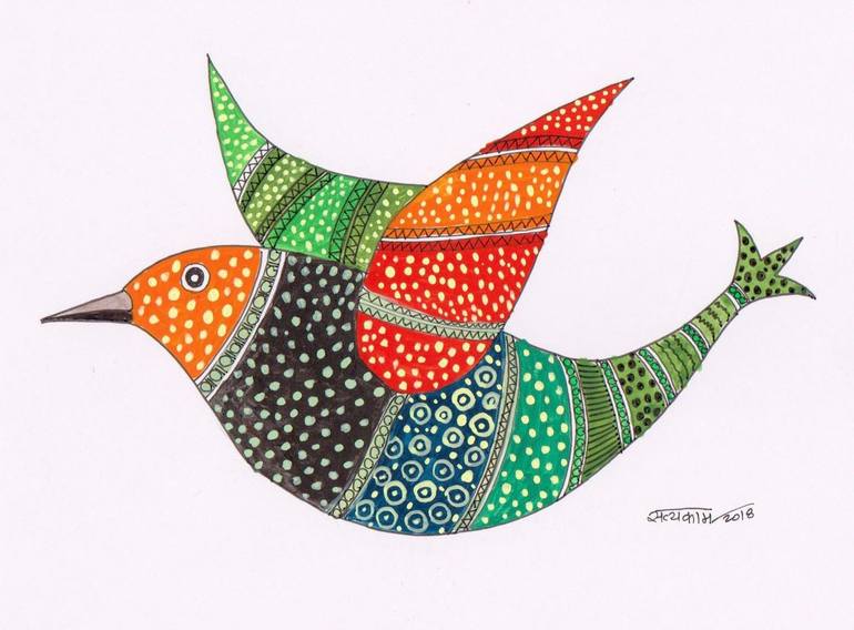 Panchi Gond Art Painting by Satyakam Garg Saatchi Art