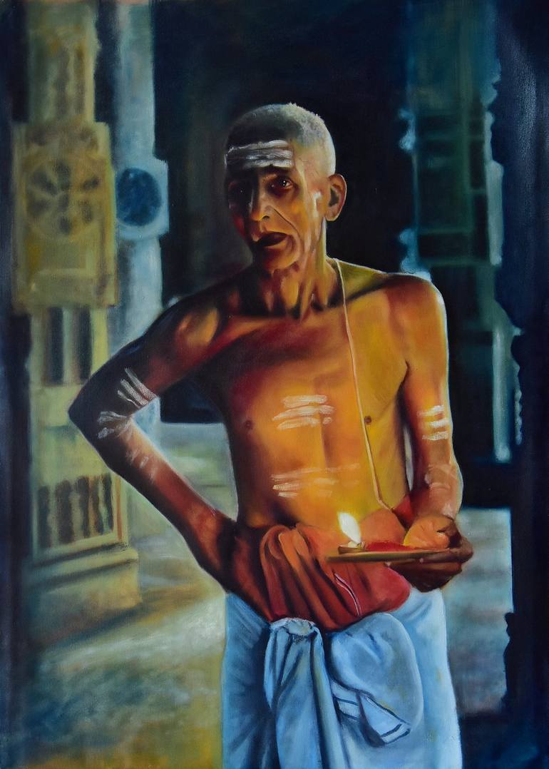Pujari Painting by Prem Joshi | Saatchi Art