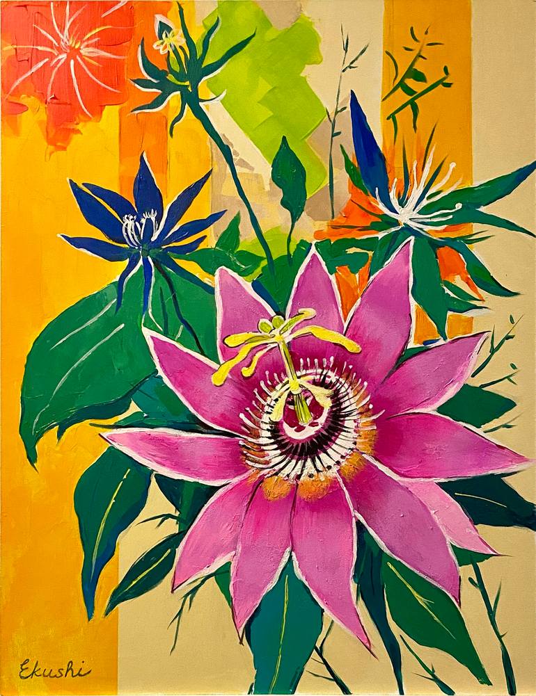 Passiflora Painting by Eku Shi | Saatchi Art