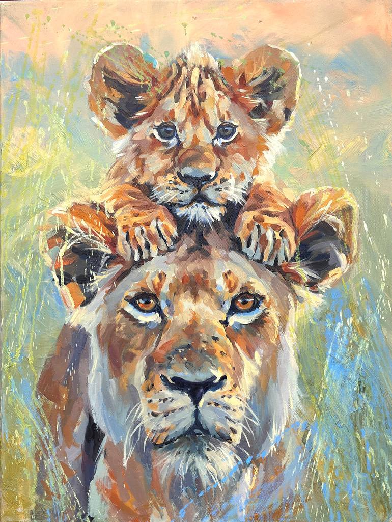 Lioness And 2 Cubs Canvas
