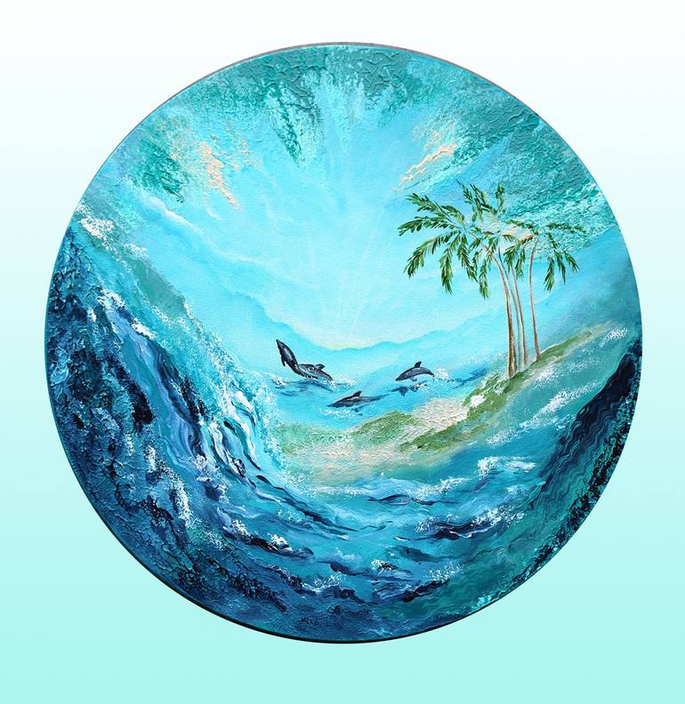 The gravity of blue round painting Painting by Ekaterina Koroleva ...