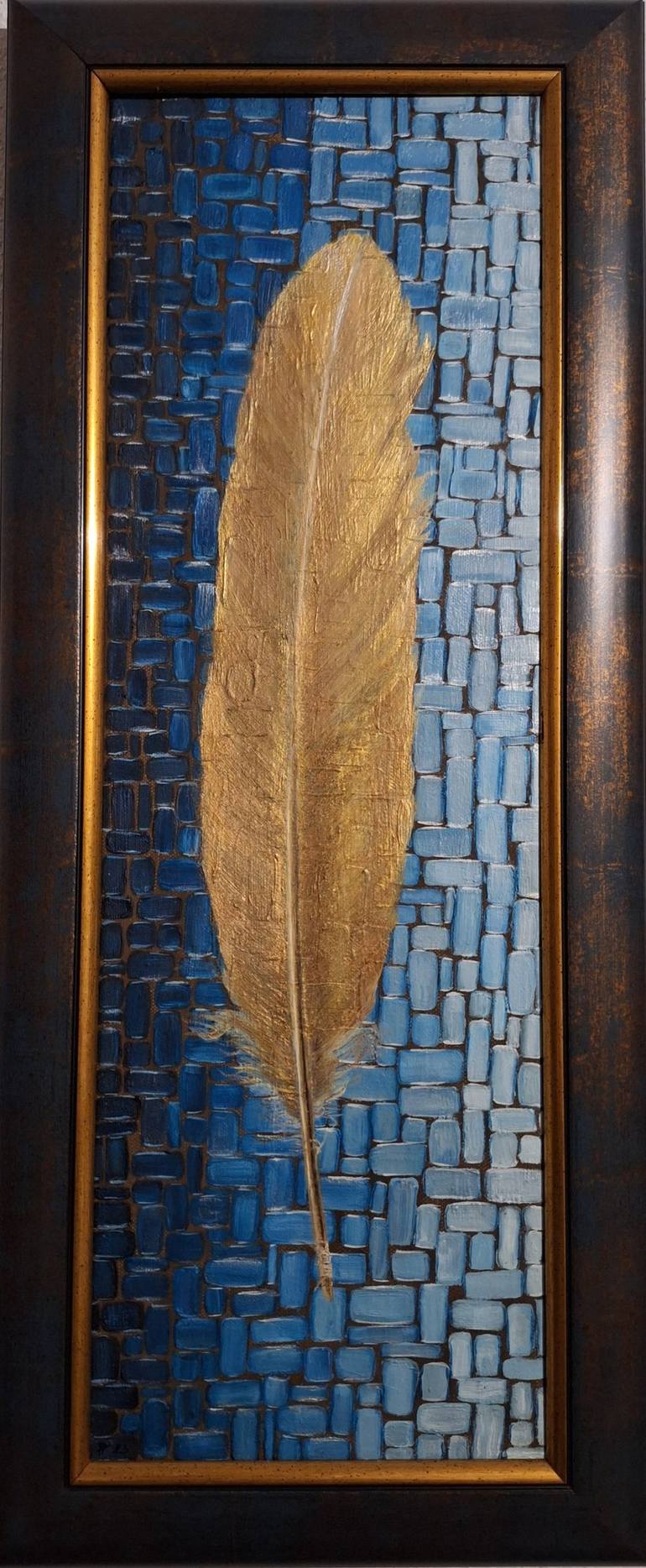 Golden Feather – Minimalist Abstract with Gold Accents Painting by Roza ...