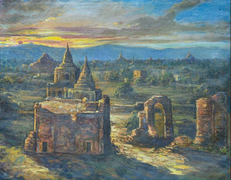 Sunlight over Bagan Painting by Telismanic Era | Saatchi Art