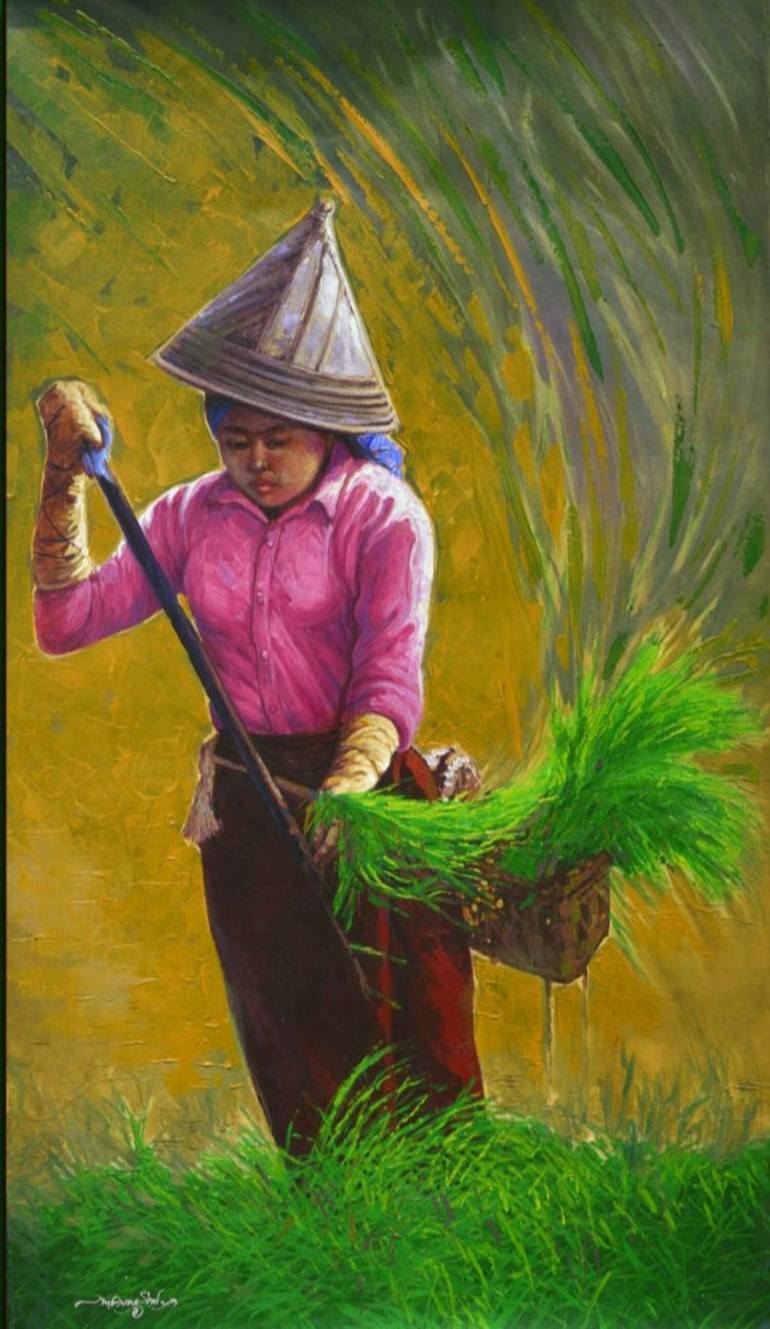 Plant Rice Painting by Telismanic Era | Saatchi Art