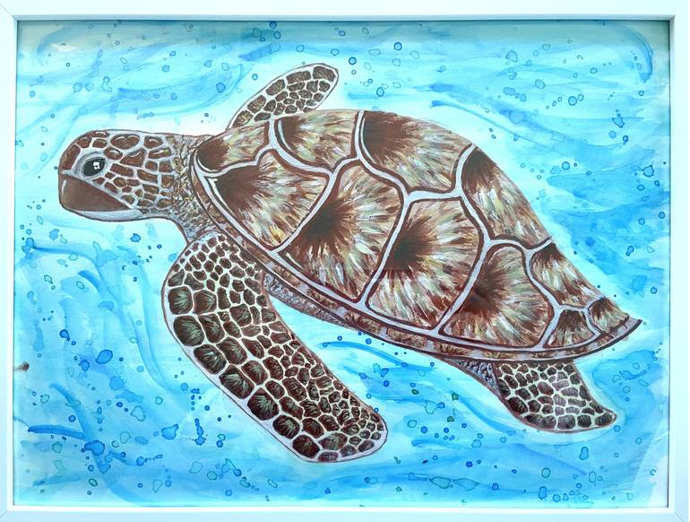 Sea Turtle Swimmin Painting by Alexandra Redford | Saatchi Art